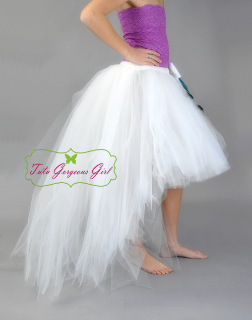 Soft Cream Flower Girl High Low Tutu Skirt